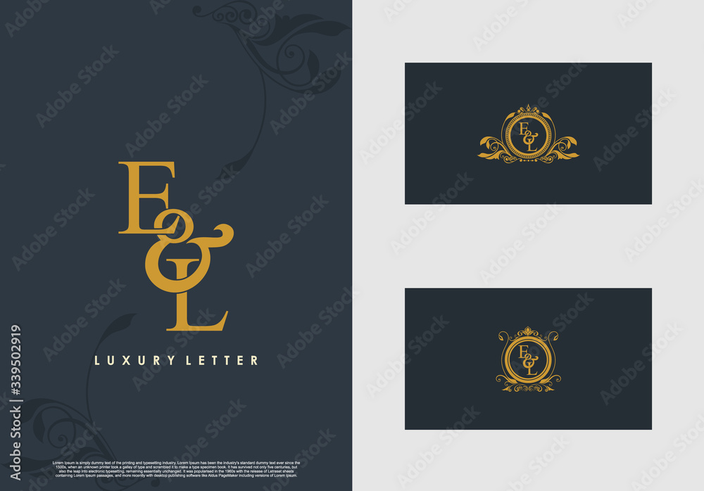 EL logo initial vector mark. Gold color elegant classical symmetric ...