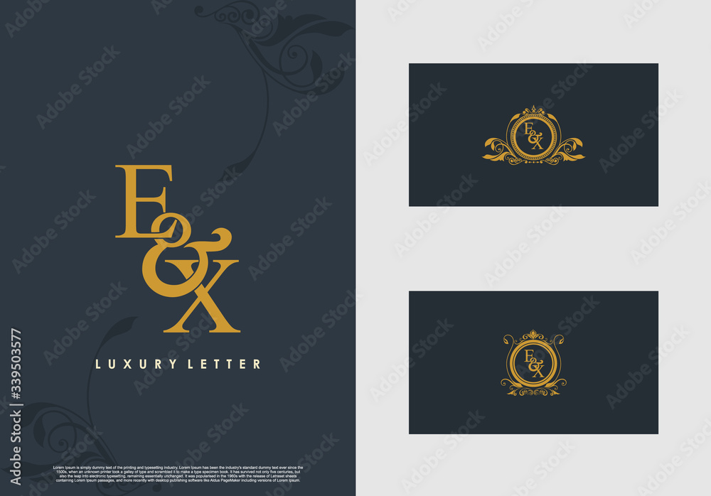 EX logo initial vector mark. Gold color elegant classical symmetric ...