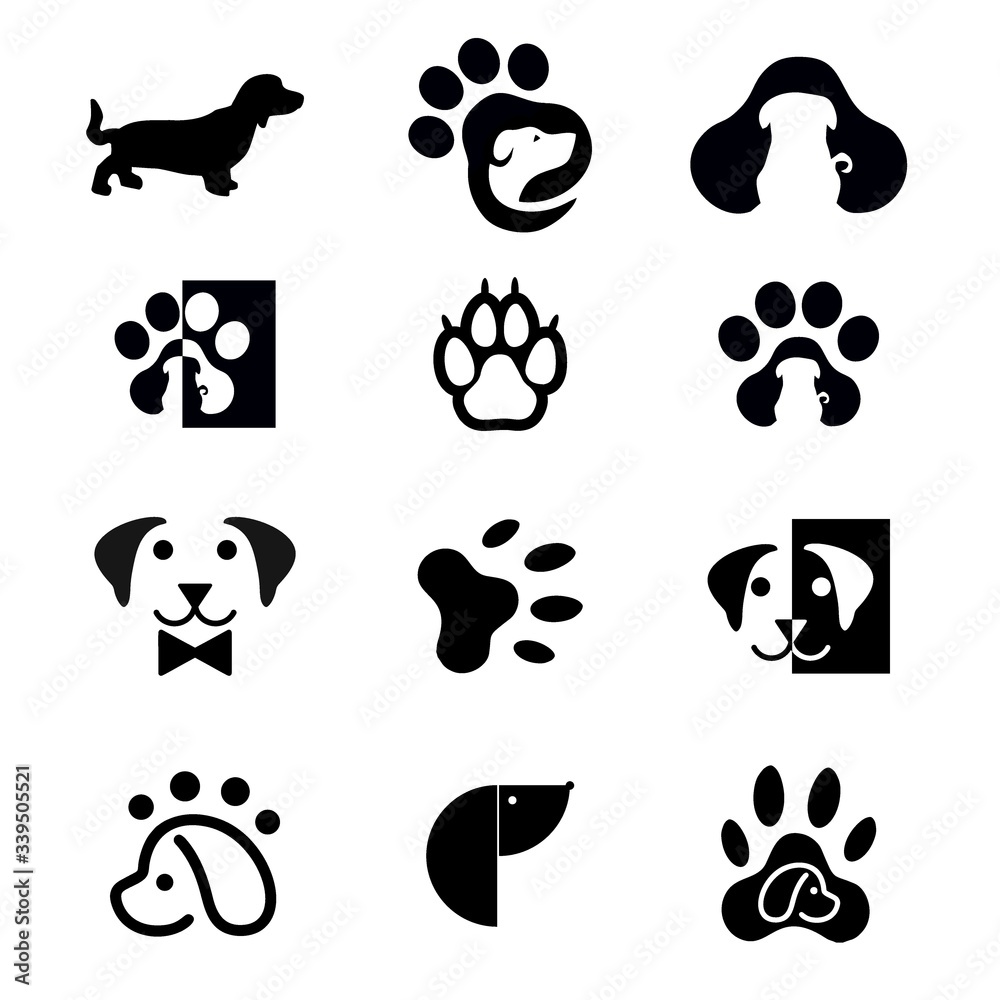 dog paw icon set Stock Vector | Adobe Stock