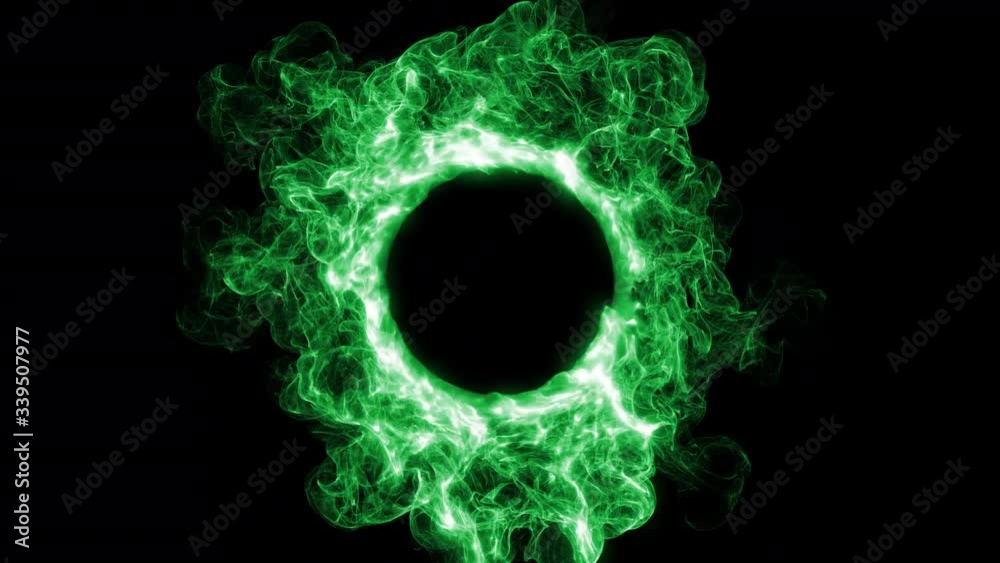Green Bursting Circle. Ghost portal. Fire burn ring rotation. Isolated ...