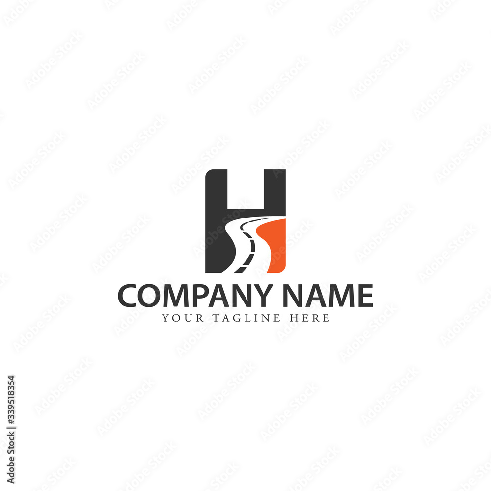 letter H with road silhouette negative space logo Stock Vector | Adobe ...