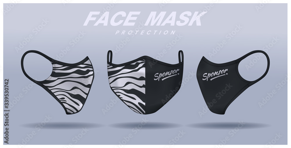 face mask design template, dust protection & breathing medical ...