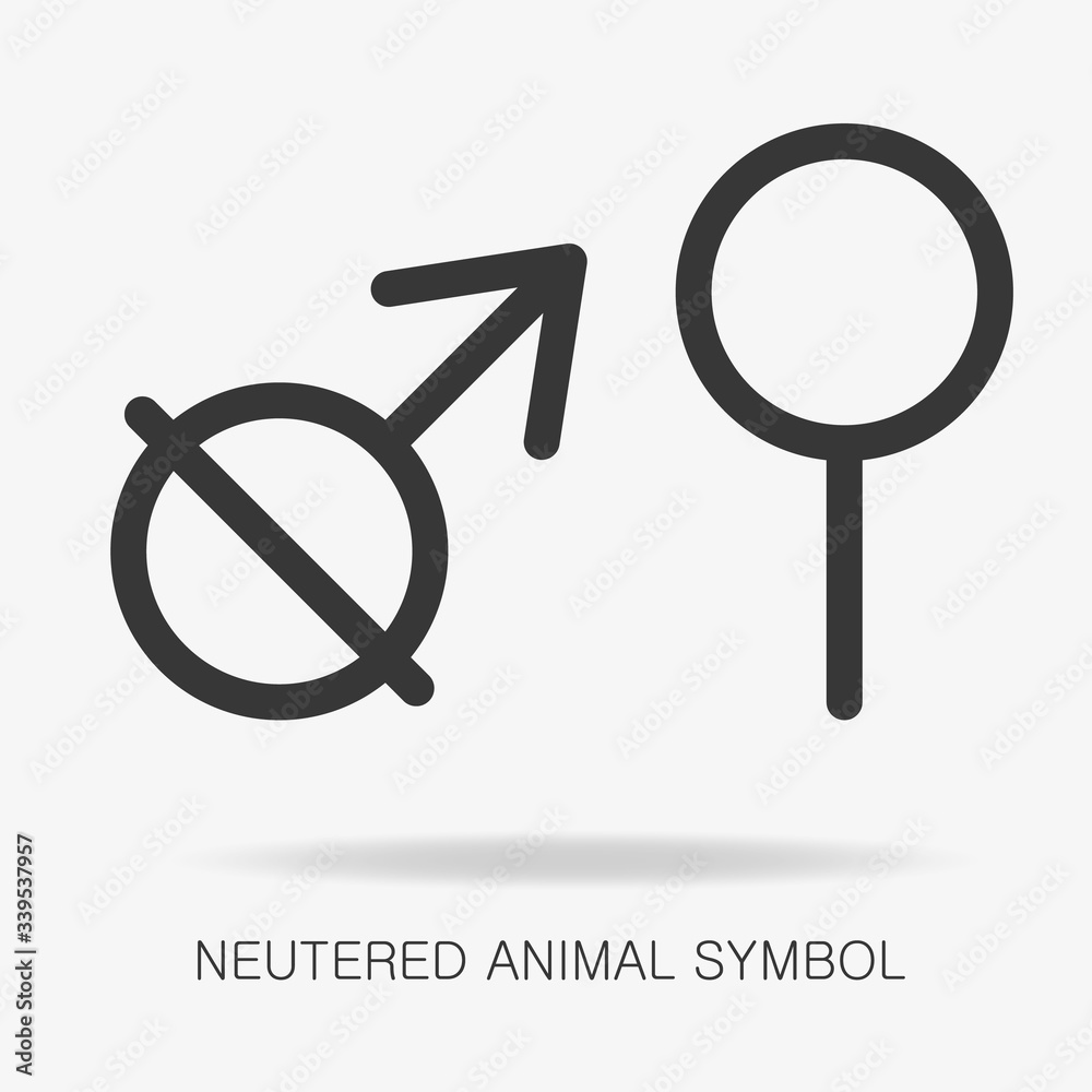 Neutered animal symbol in two variations. Castration and spaying icon ...