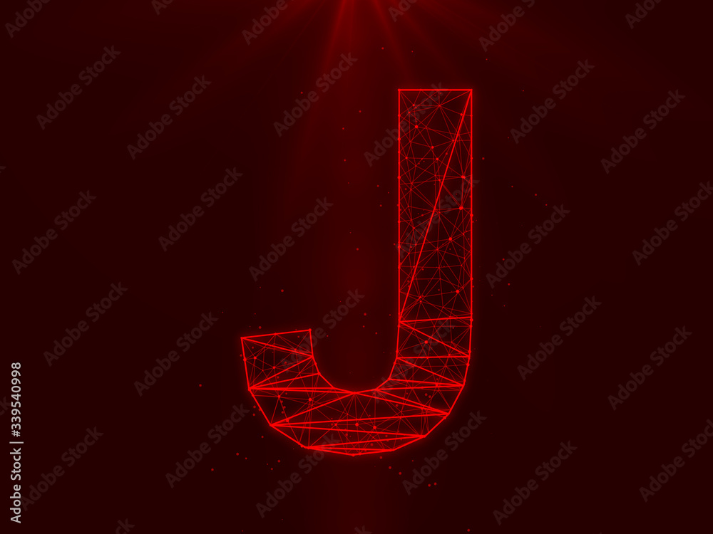 Letter J - futuristic letter symbol polygonal wireframe connections ...