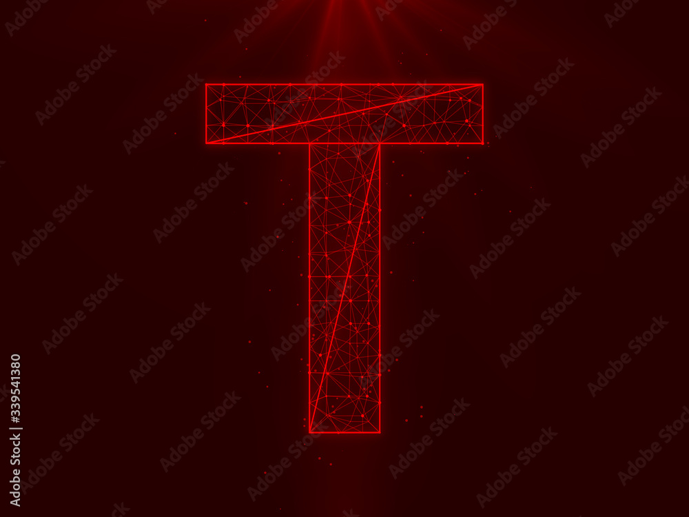 Letter T - futuristic letter symbol polygonal wireframe connections ...