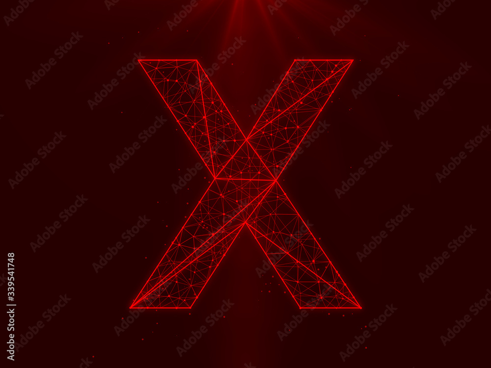 Letter X - futuristic letter symbol polygonal wireframe connections ...