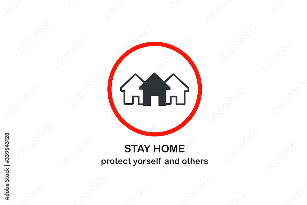 Stay home with family icon.stay home-protect yourself and others.. Stay ...