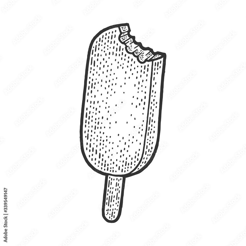 Ice cream bar chocolade glazed sketch engraving vector illustration. T ...
