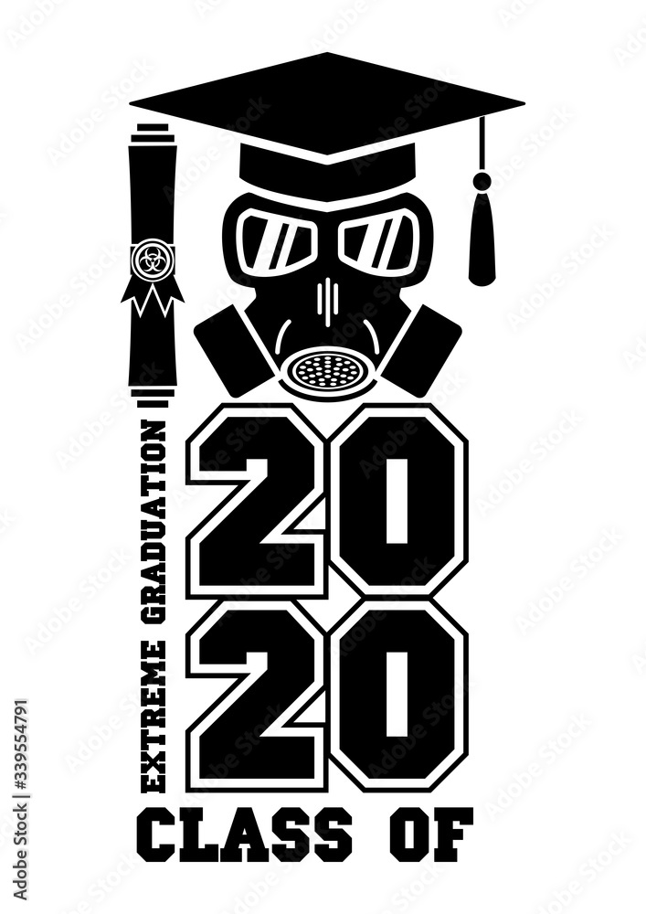 2020 Quarantine extreme graduation party. Graduate in a respirator and ...
