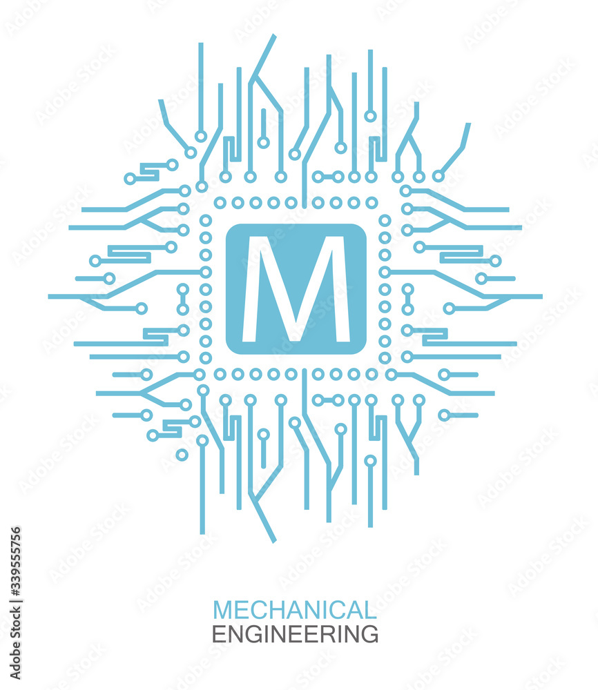 Tehno logo, construct icon, mechanical engineering banner, simple text ...