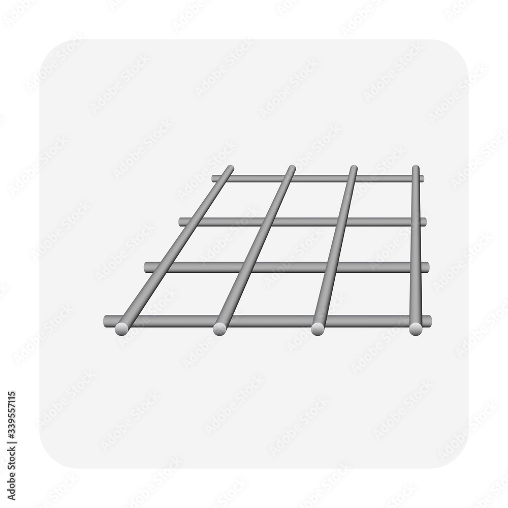 Welded wire mesh or weldmesh metal steel vector icon. That cross wire ...