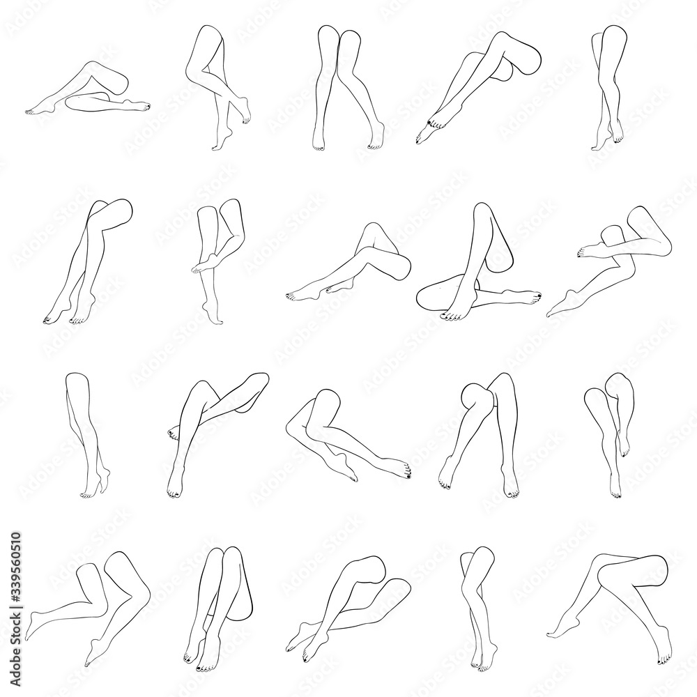 Female legs with pedicure, vector set of beautiful woman legs Stock ...