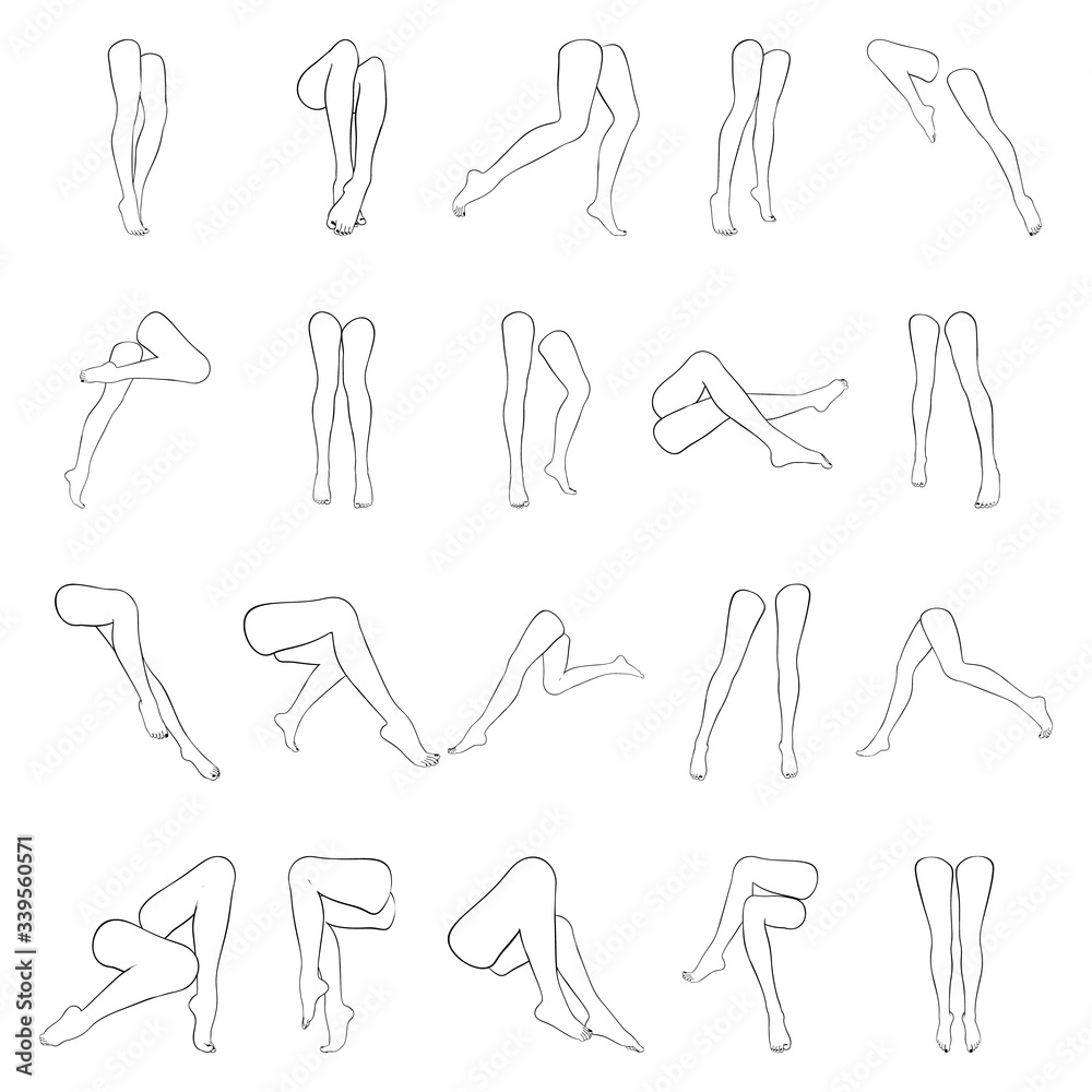 Female legs with pedicure, vector set of beautiful woman legs Stock ...