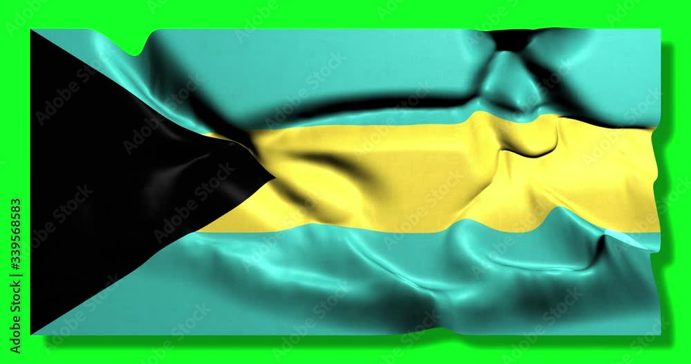 Green screen hiper realistic loop of Bahamas flag waving in the wind ...