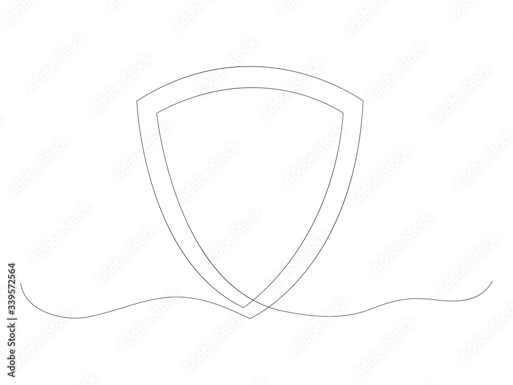 Continuous shield line vector illustration isolated on white background ...