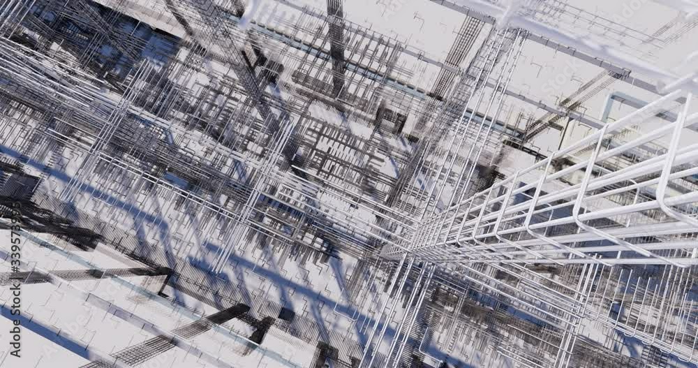 3D BIM model of reinforcement framework of the building Stock Video ...