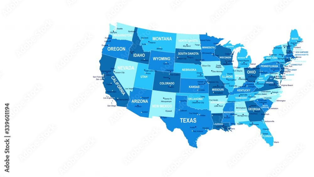 United States Map - Motion Graphic Cartoon Animation Footage. 4K ...