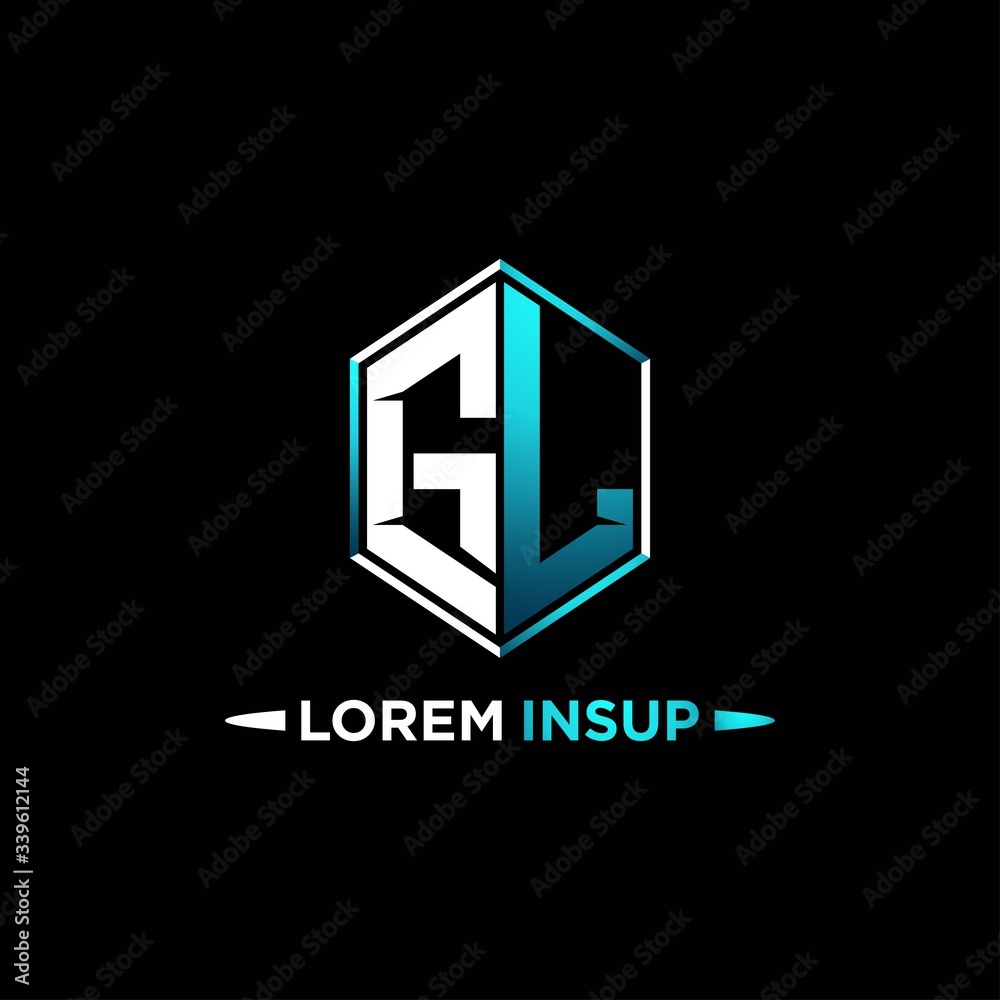 GL initial hexagon logo monogram designs modern templates . Stock ...