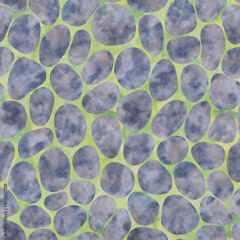 Watercolor gray stone pavement on green background. Seamless pattern ...