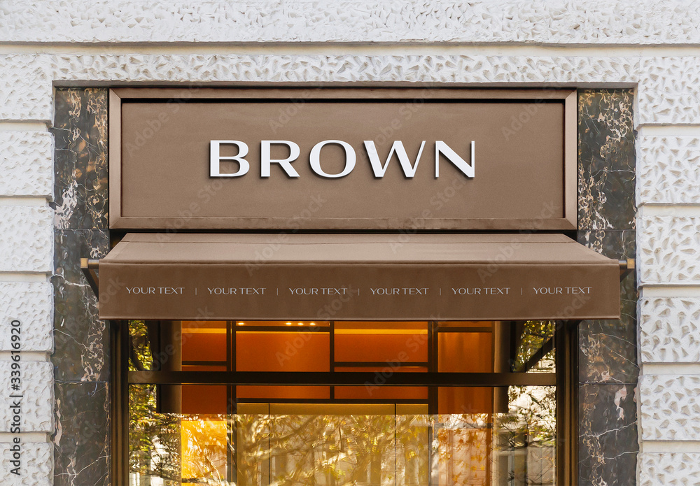 Fashion Entrance Sign Logo Mockup on Outdoor Facade Stock Template ...