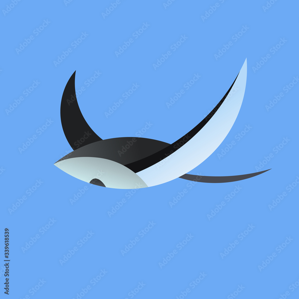 Manta ray vector illustration. Simple flat oceanic manta design. Stock ...
