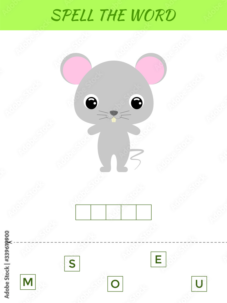 Vetor de Spelling word scramble game template. Educational activity for ...