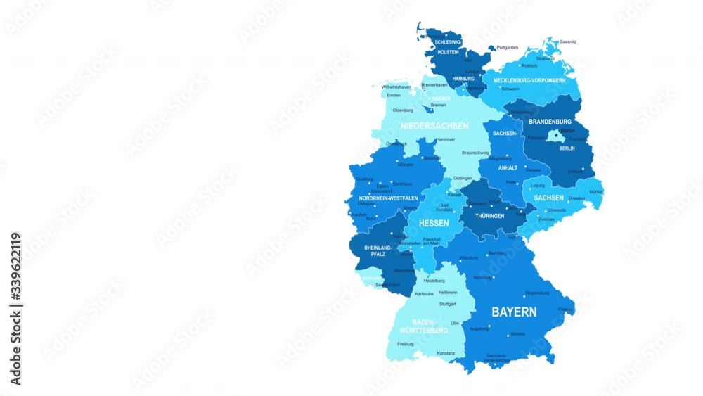 Germany Map - Motion Graphic Cartoon Animation Footage. 4K Resolution ...