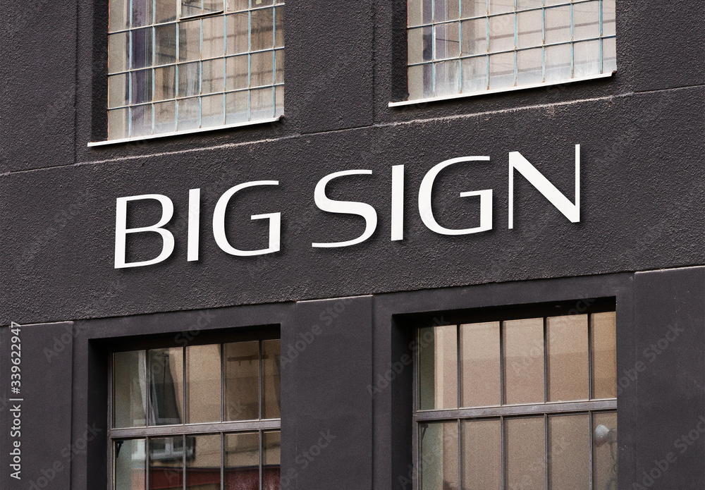 Outdoor Entrance Sign Logo Mockup Wall Stock Template | Adobe Stock