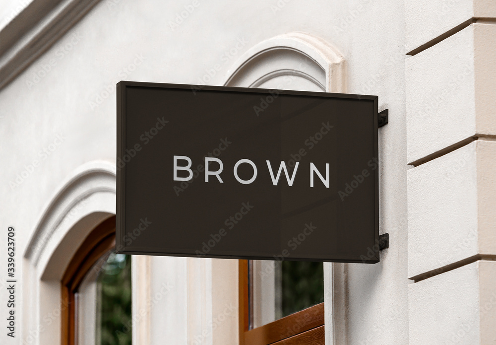 Mounted Outdoor Entrance Sign Logo Mockup Stock Template | Adobe Stock