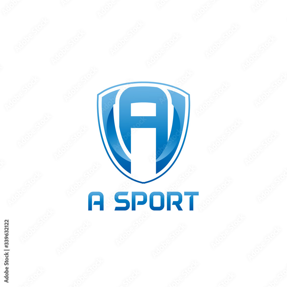 vector illustration letter a with shield sport logo modern design Stock ...