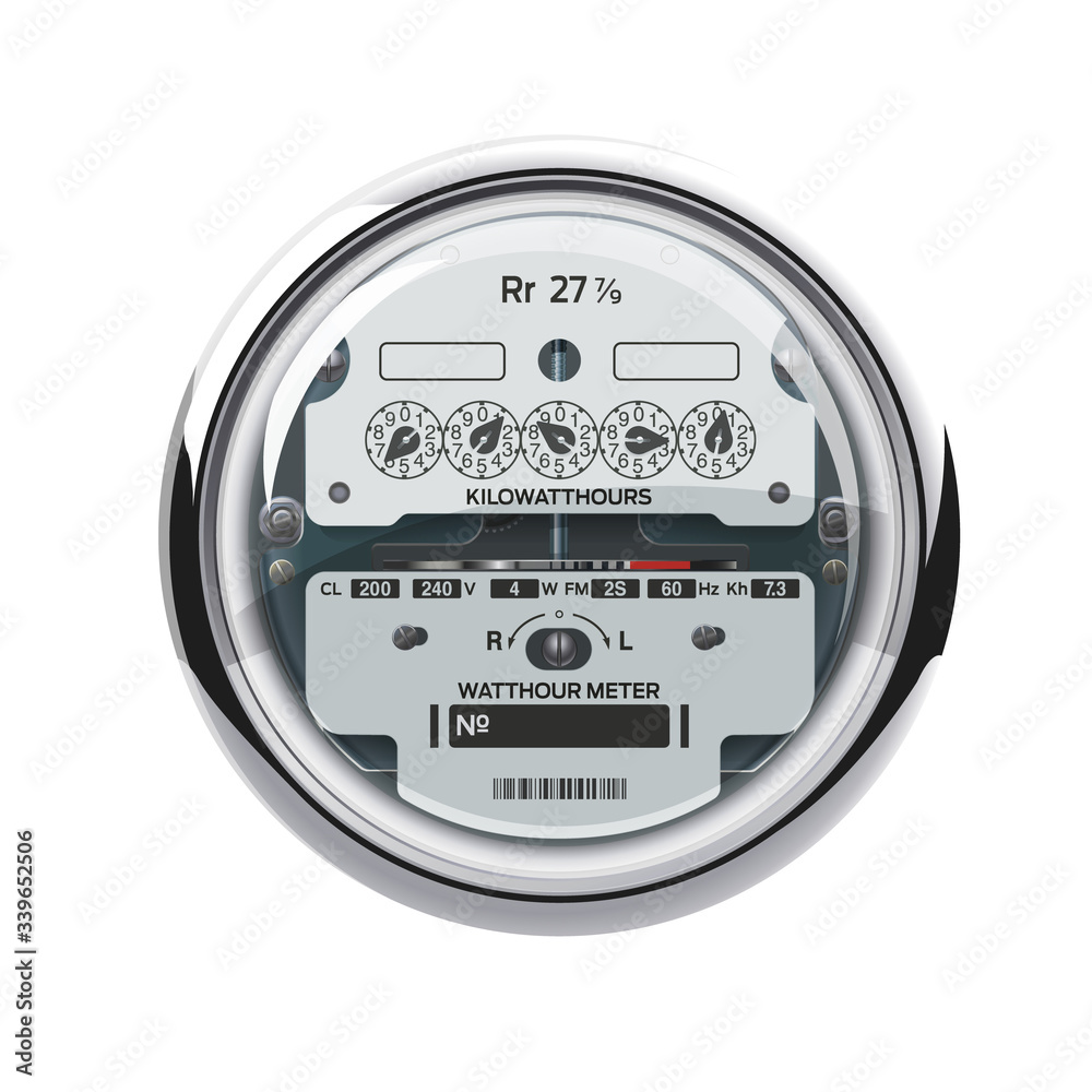 Vetor de Analog electric meter isolated. Older Analog Dial Meter for ...