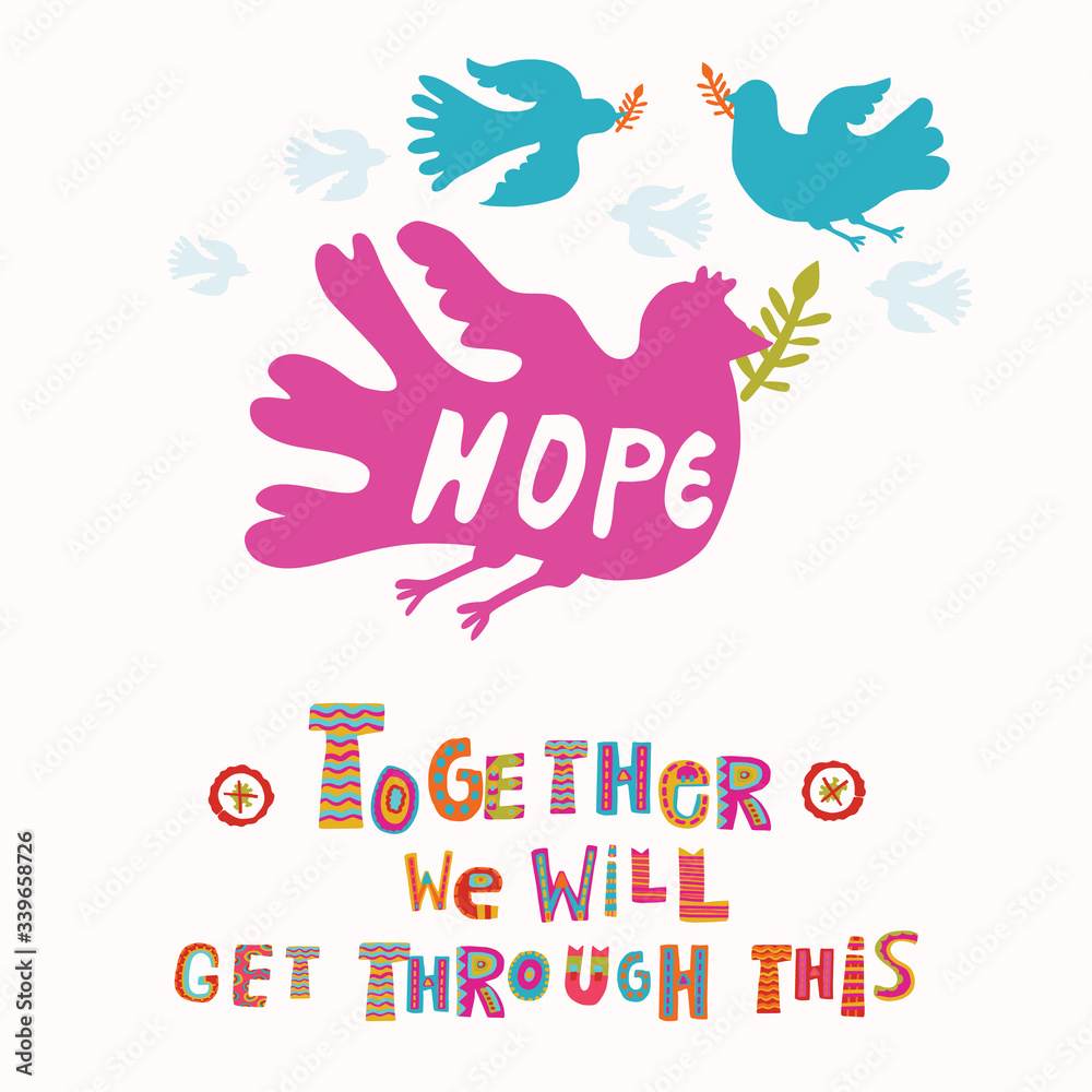 Bird of hope corona virus motivation note card. Social media covid 19 ...