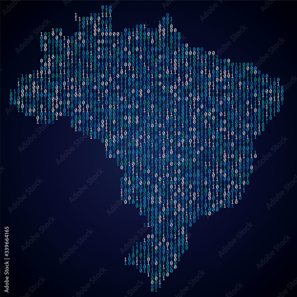 Vetor de Brazil country map made from digital binary code do Stock ...
