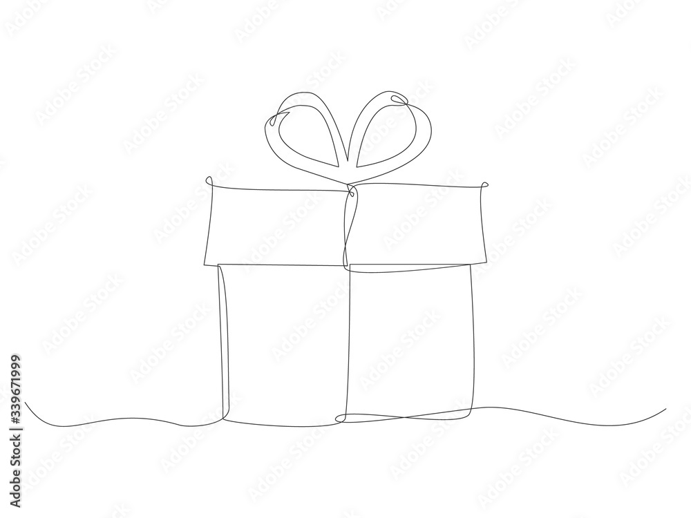 Continuous gift box line vector stock illustration isolated on white ...