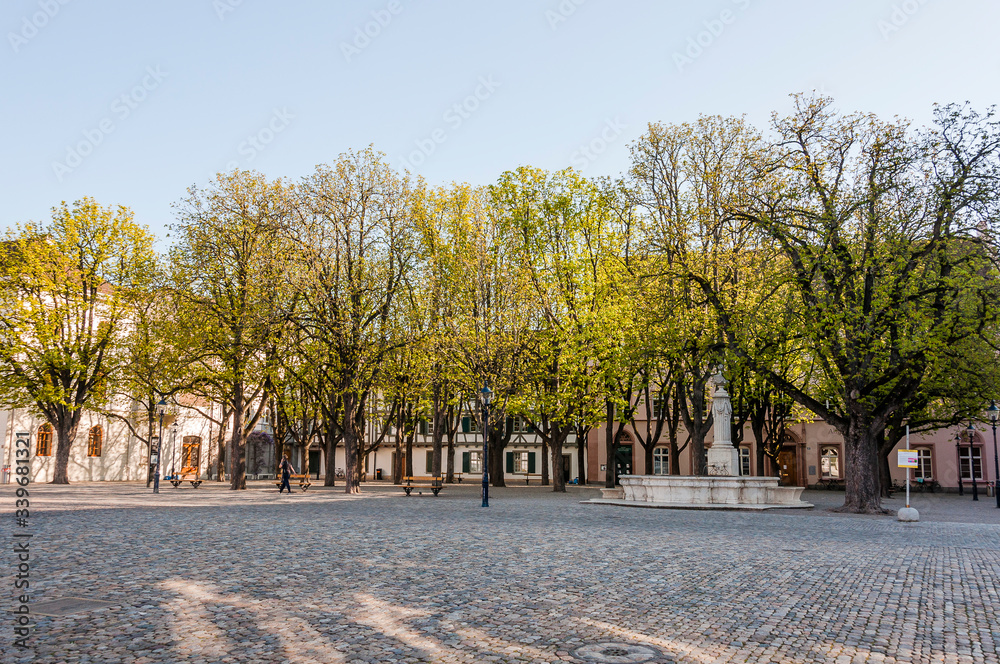 Basel, Münsterplatz, Pisonibrunnen, Brunnen, Münster, Kirche, Pfalz ...