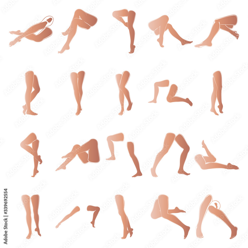 Female legs with pedicure, vector set of beautiful woman legs Stock ...