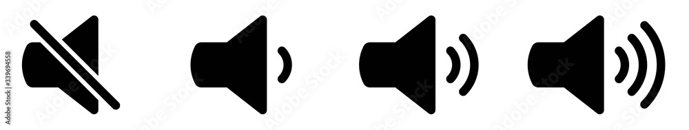 Audio speaker volume.Set of volume icons.Volume max collection. Speaker icon on white background ...