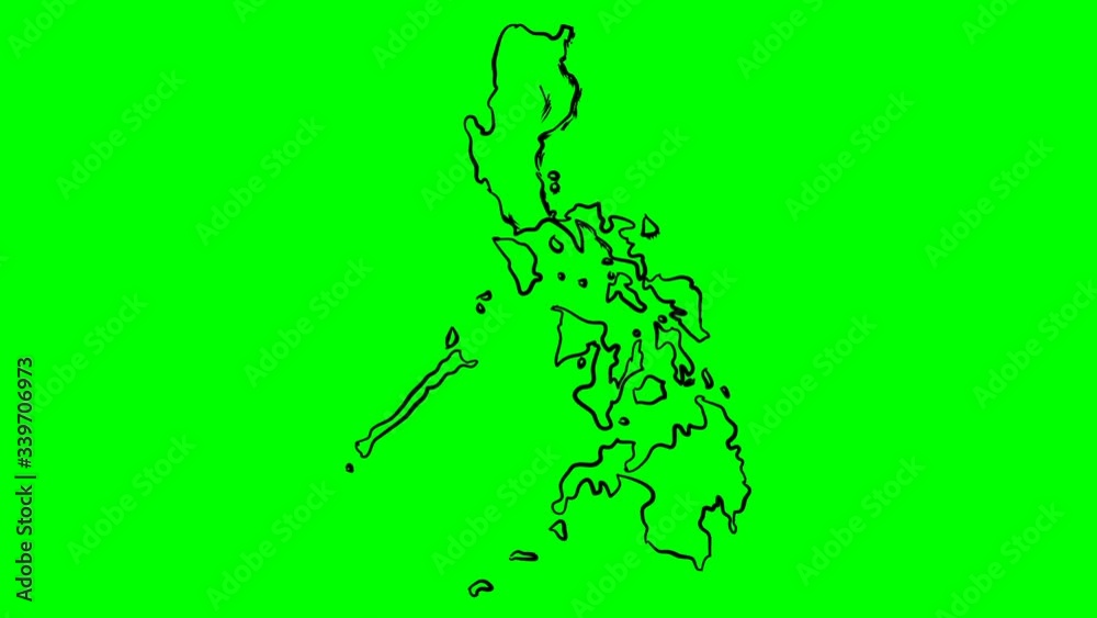 Philippines drawing outline map green screen isolated Stock Video ...