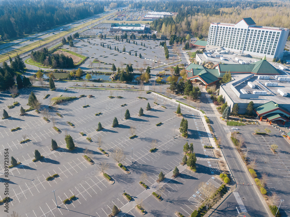 Aerial image of the abandoned parking lot at an outlet mall due to the ...