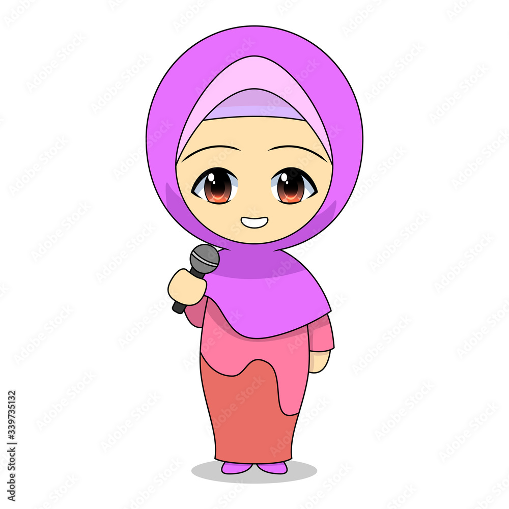 Cartoons of Muslim women singing. Daily fun activities. Vector ...