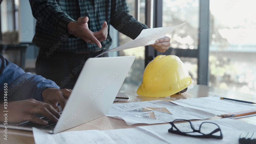 Image of engineer meeting for architectural project. working with ...