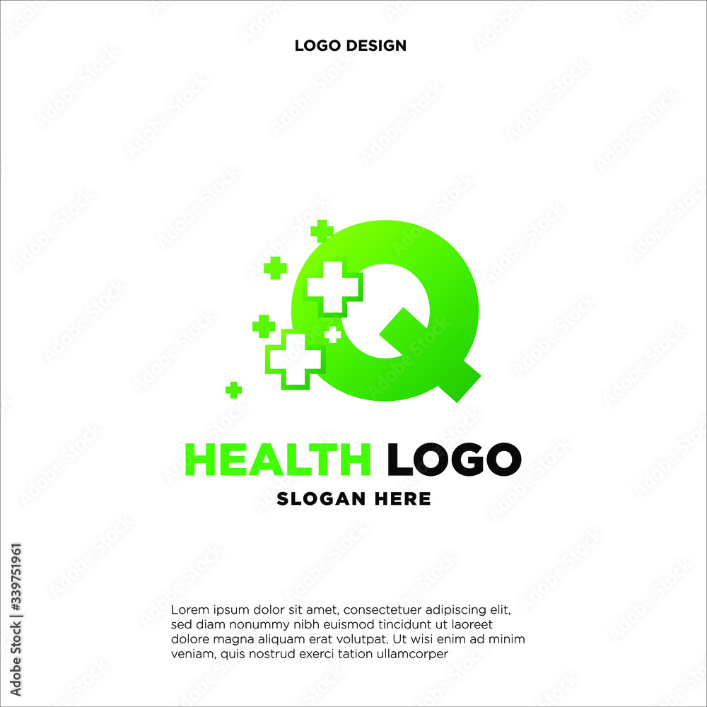 Letter Q Pixel logo, Plus sign logo, Medical health care hospital ...