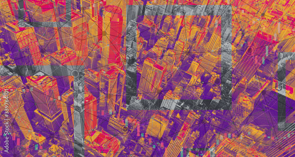 Abstract stylized Manhattan New York City skyscrapers background Stock ...
