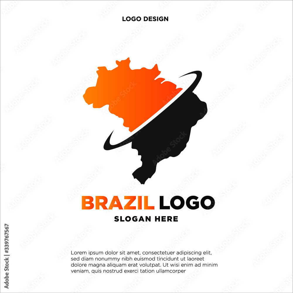Modern Brazil logo designs with swoosh logo vector, Map designs concept ...