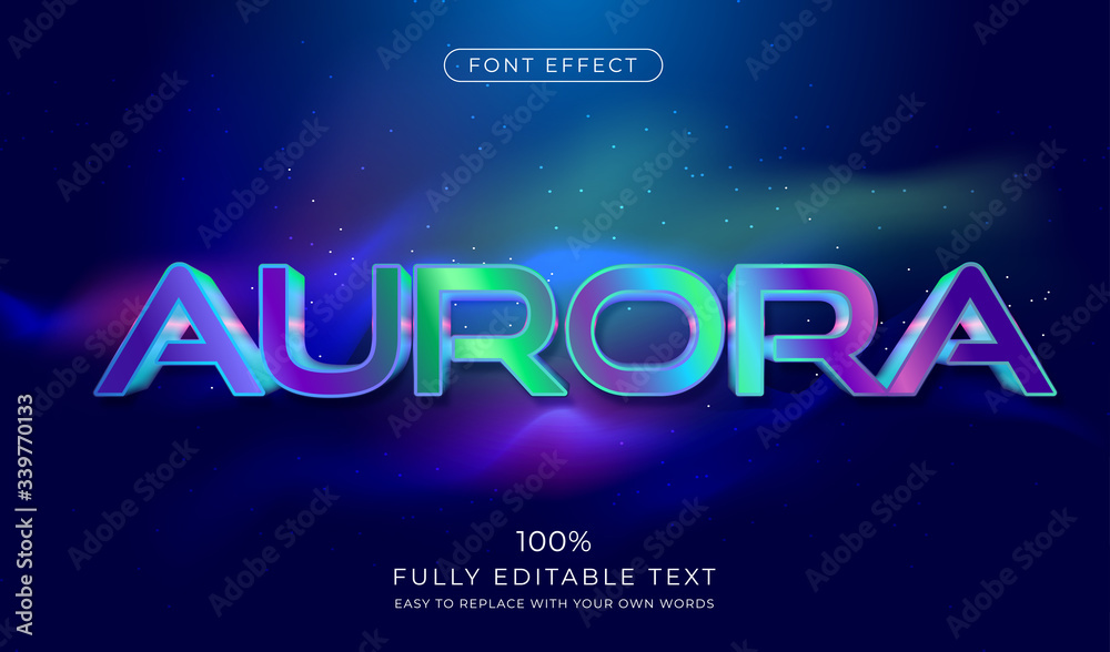 Aurora text effect. Futuristic font style Stock Vector | Adobe Stock