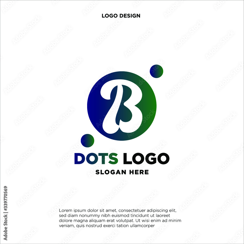 Initial Letter B Logo With Circle and Dot Element. Design Vector Logo ...