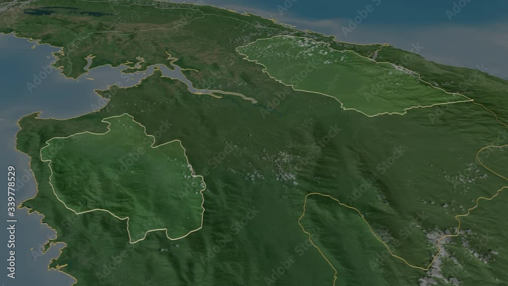 Emberá, indigenous territory with its capital, zoomed and extruded on ...