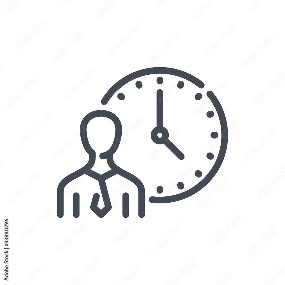 Time Management line icon. Working Hours vector outline sign. Stock Vector | Adobe Stock