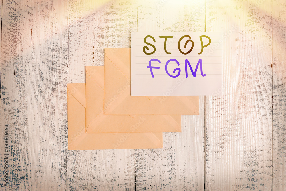Handwriting text Stop Fgm. Conceptual photo Put an end on genital ...