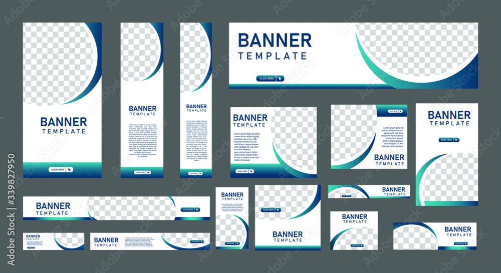 set of modern web banners of standard size with a place for photos and ...